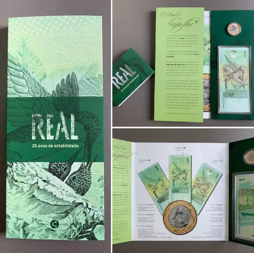 Contagem Numismática - Folder Oficial Com Moeda E Cédula Comemorativo Aos 25 Anos Plano Real