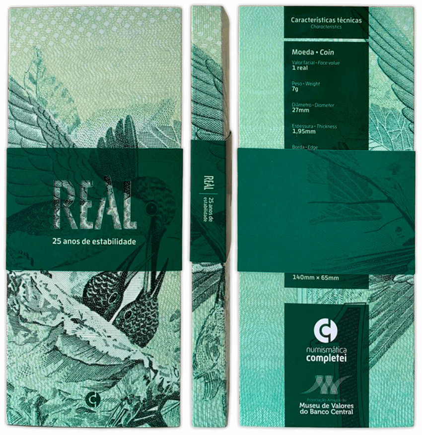 Contagem Numismática - Folder Oficial Com Moeda E Cédula Comemorativo Aos 25 Anos Plano Real