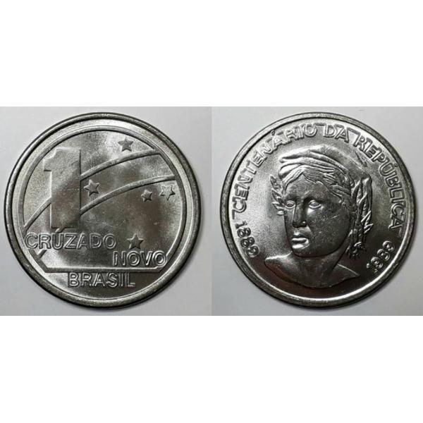 Contagem Numismática - Moeda 1 Cruzado Novo 1989 Centenário Da ...