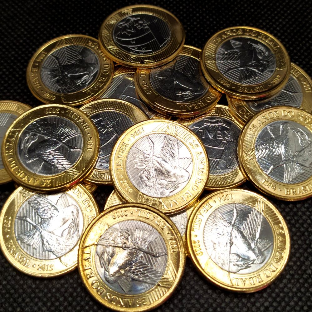 Contagem Numismática - Moeda 1 Real Beija Flor 25 Anos Plano Real Ano 2019 * Fc